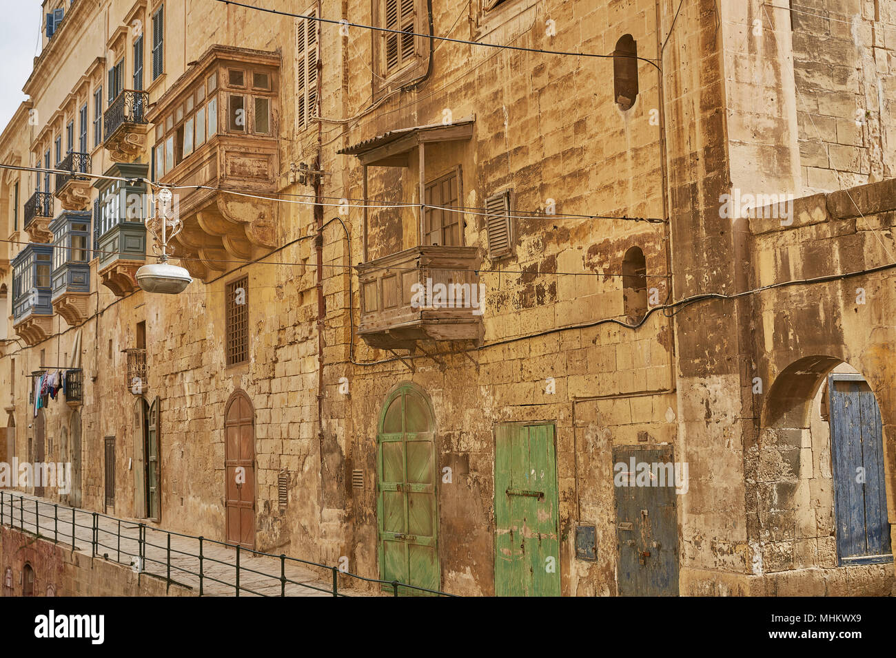 Typical and traditional architecture and houses in Valletta in Malta ...