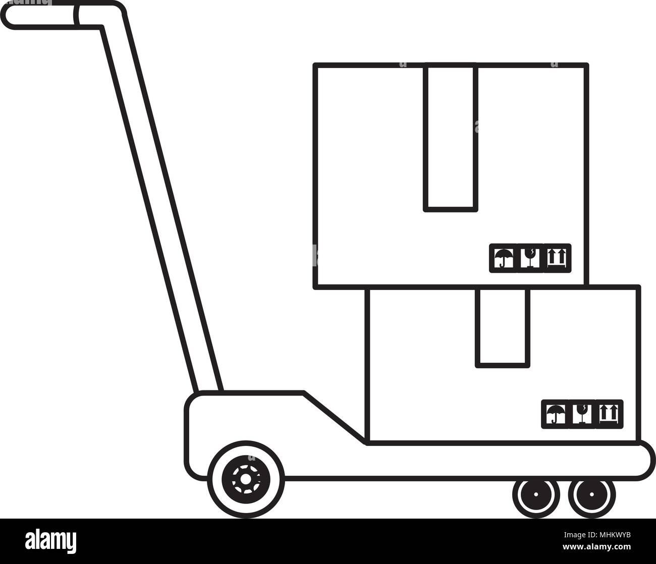 line delivery packages service in the platform trolleys Stock Vector ...