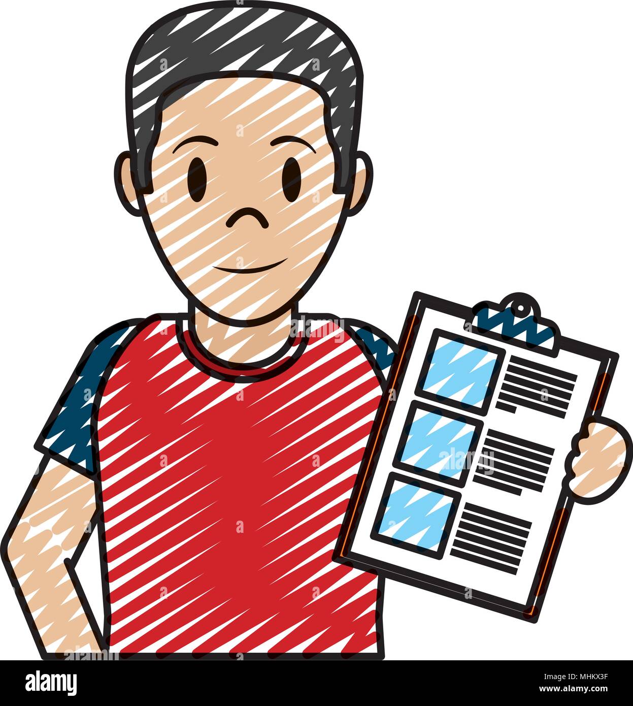 doodle happy delivery man with check list Stock Vector Image & Art - Alamy