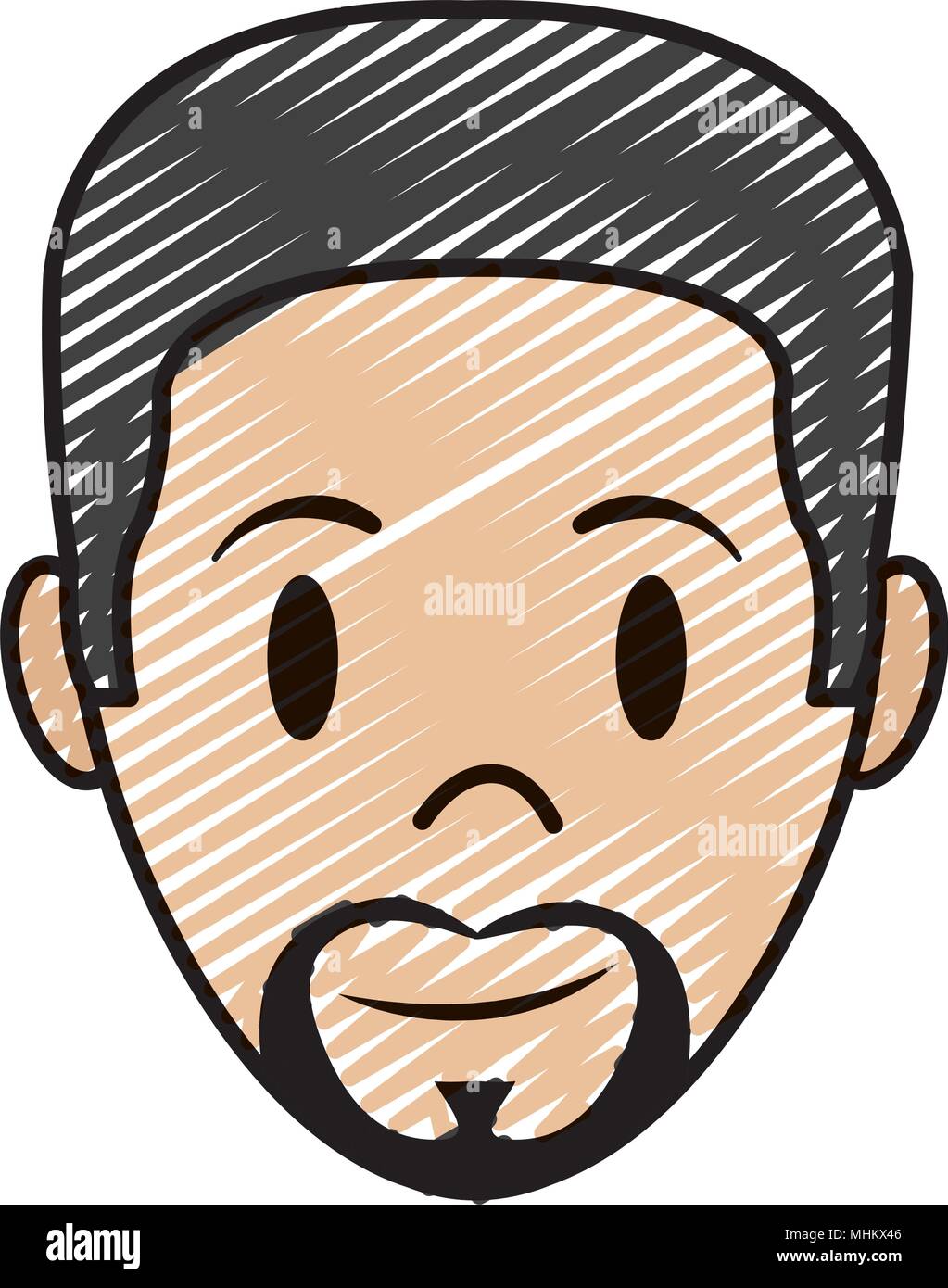 doodle happy man head with hairstyle and beard Stock Vector Image & Art ...