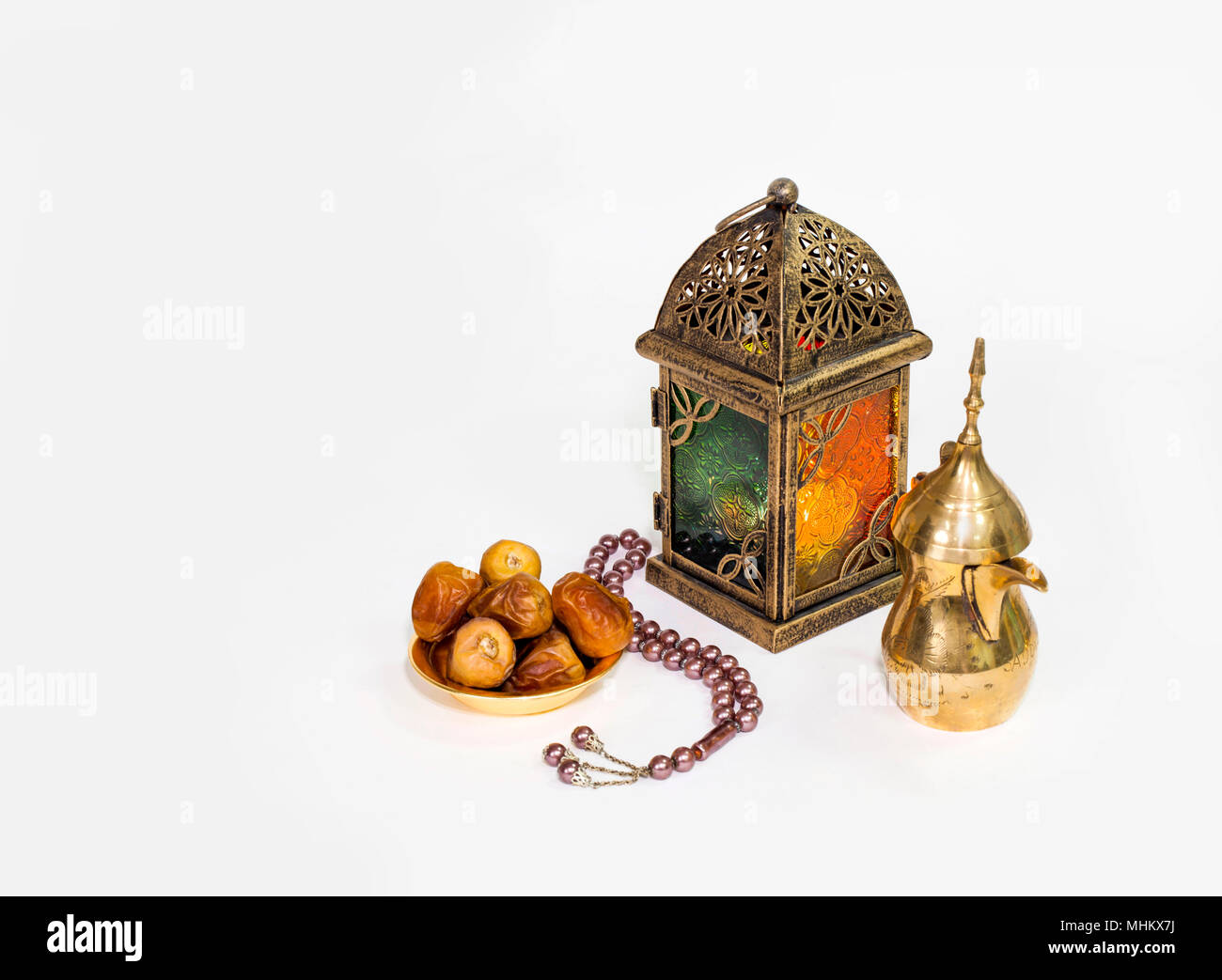 Unique lantern of Ramadan month, Arabic coffee pot "Dallah, date-fruit ...