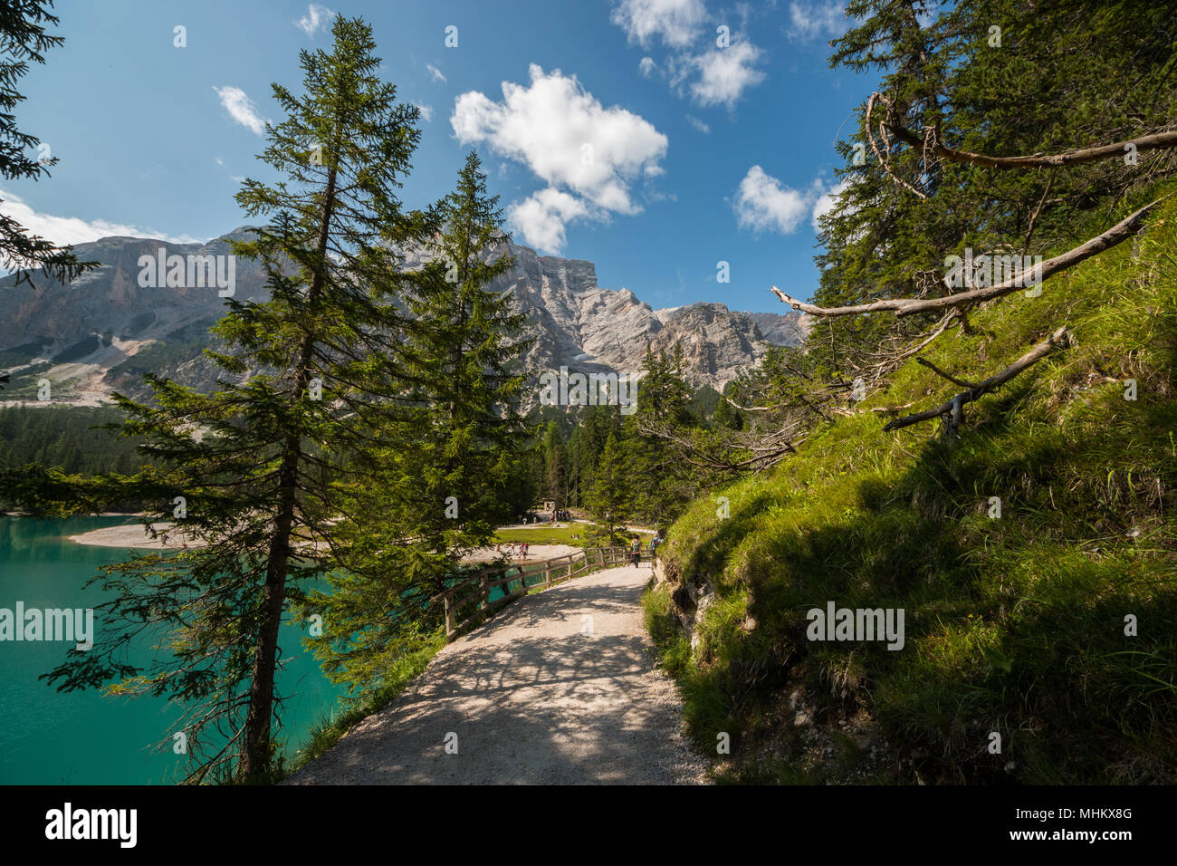 The Braies Lake and Croda del Becco, Pragser Wildsee, Prags, Pustertal ...