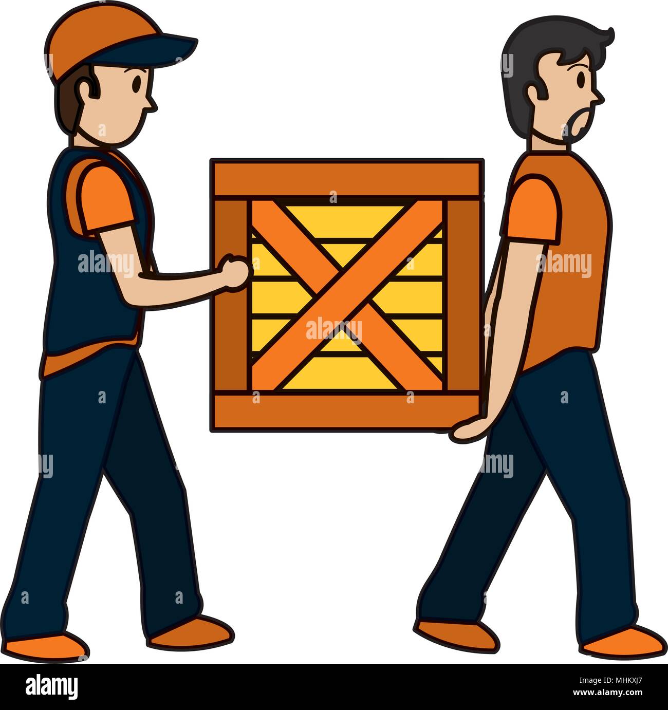 color delivery men with wood package service Stock Vector Image & Art ...