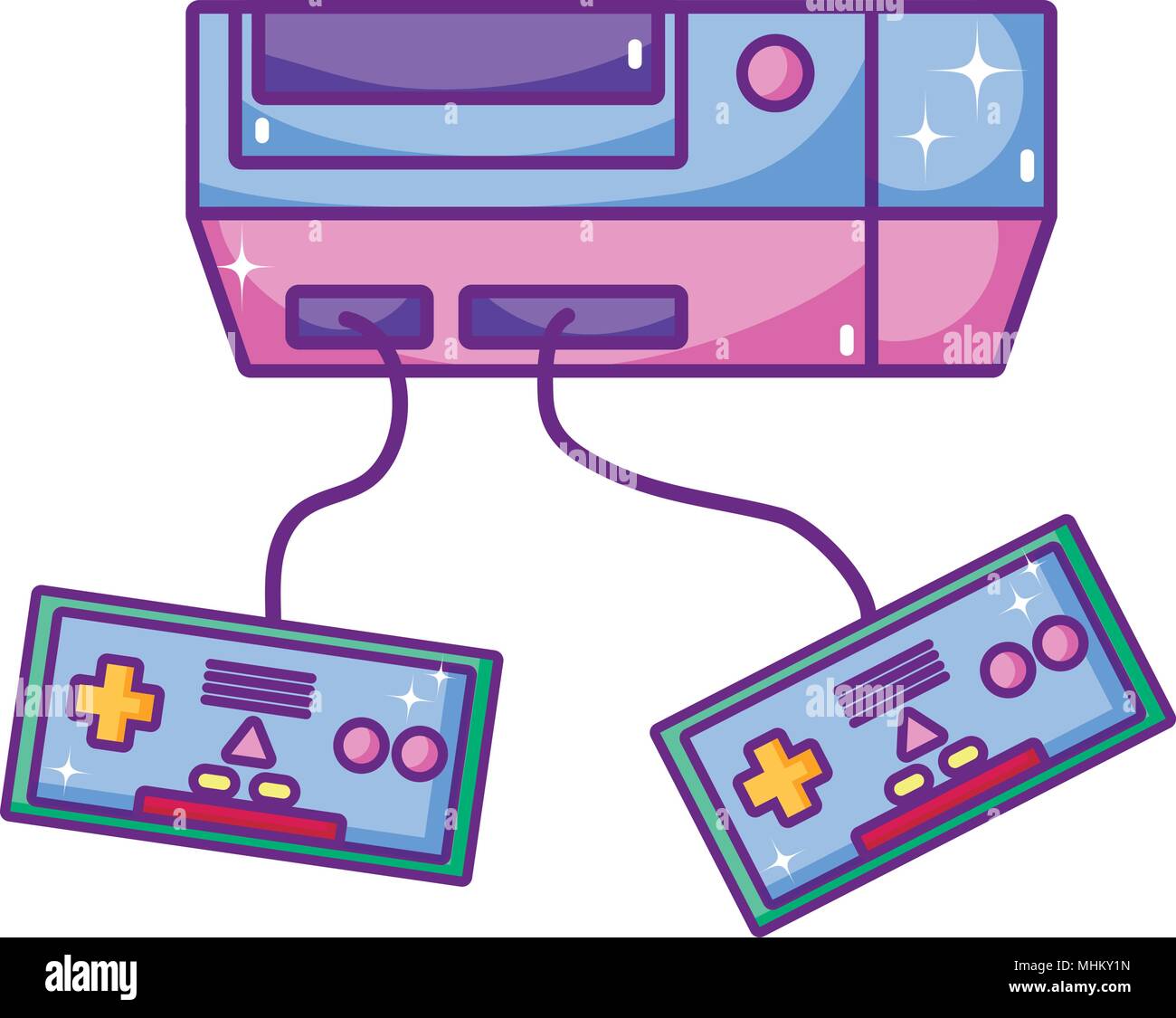 electronic videogame console with controllers technology Stock Vector ...
