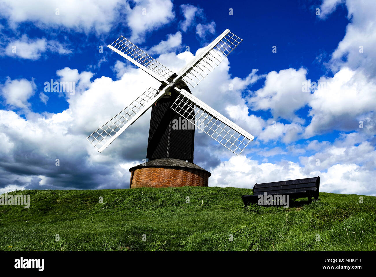 Brill Windmill on Brill Hill in Buckinghamshire, UK. Summers day with ...