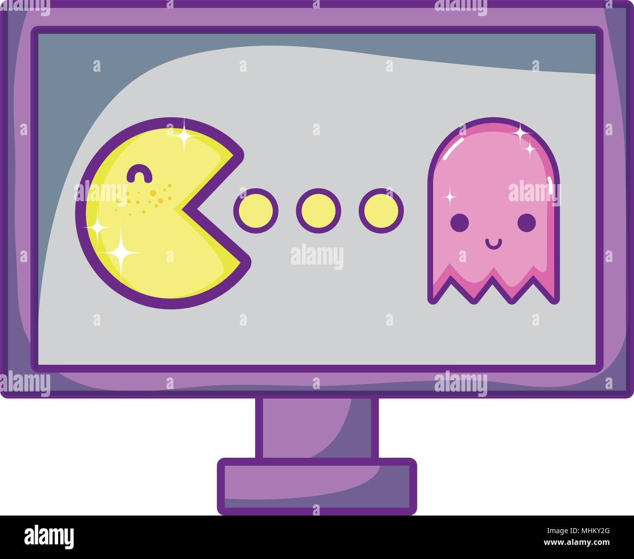 television with videogame character eating cartoon Stock Vector Image ...