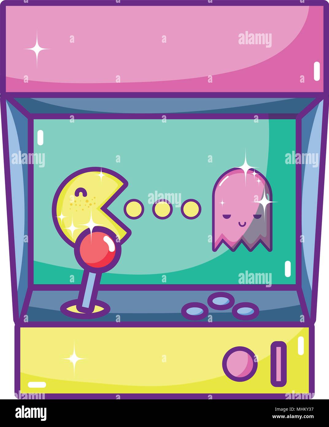 videogame machine with character eating cartoon Stock Vector Image ...