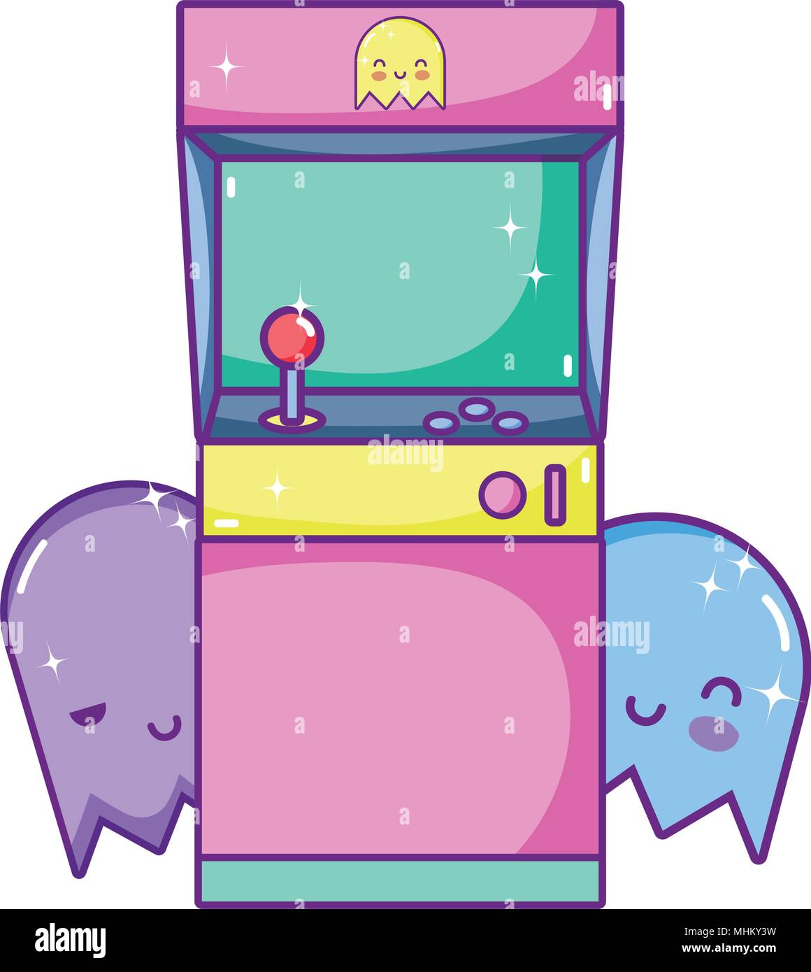 electronic videogame machine technology and characters Stock Vector ...