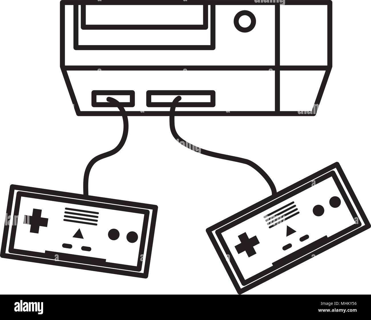 line electronic videogame console with controllers technology Stock ...