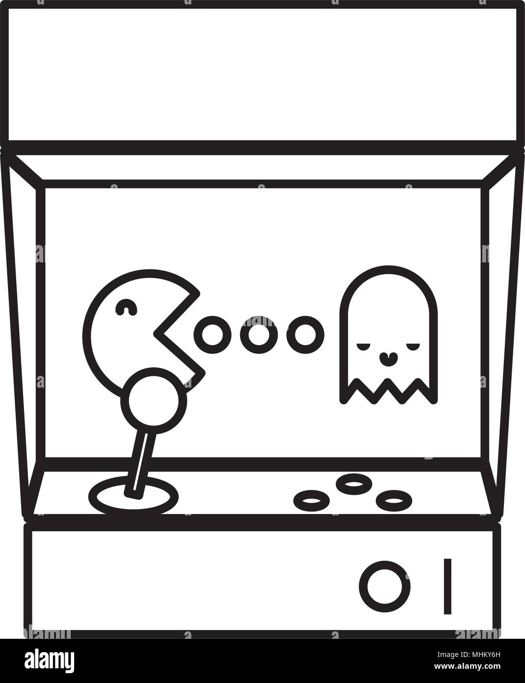 line videogame machine with character eating cartoon Stock Vector Image ...