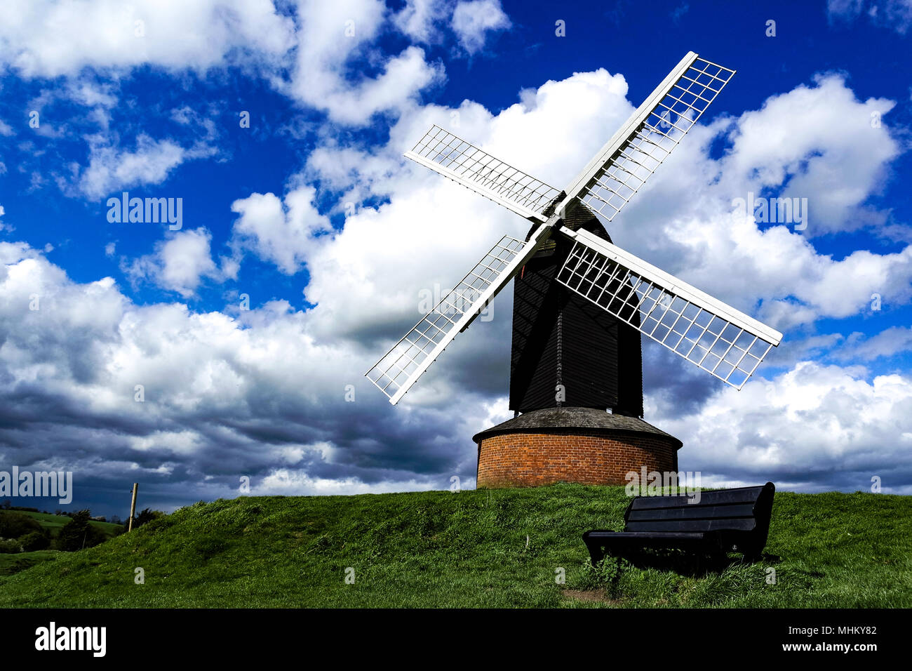 Brill Windmill on Brill Hill in Buckinghamshire, UK. Summers day with ...