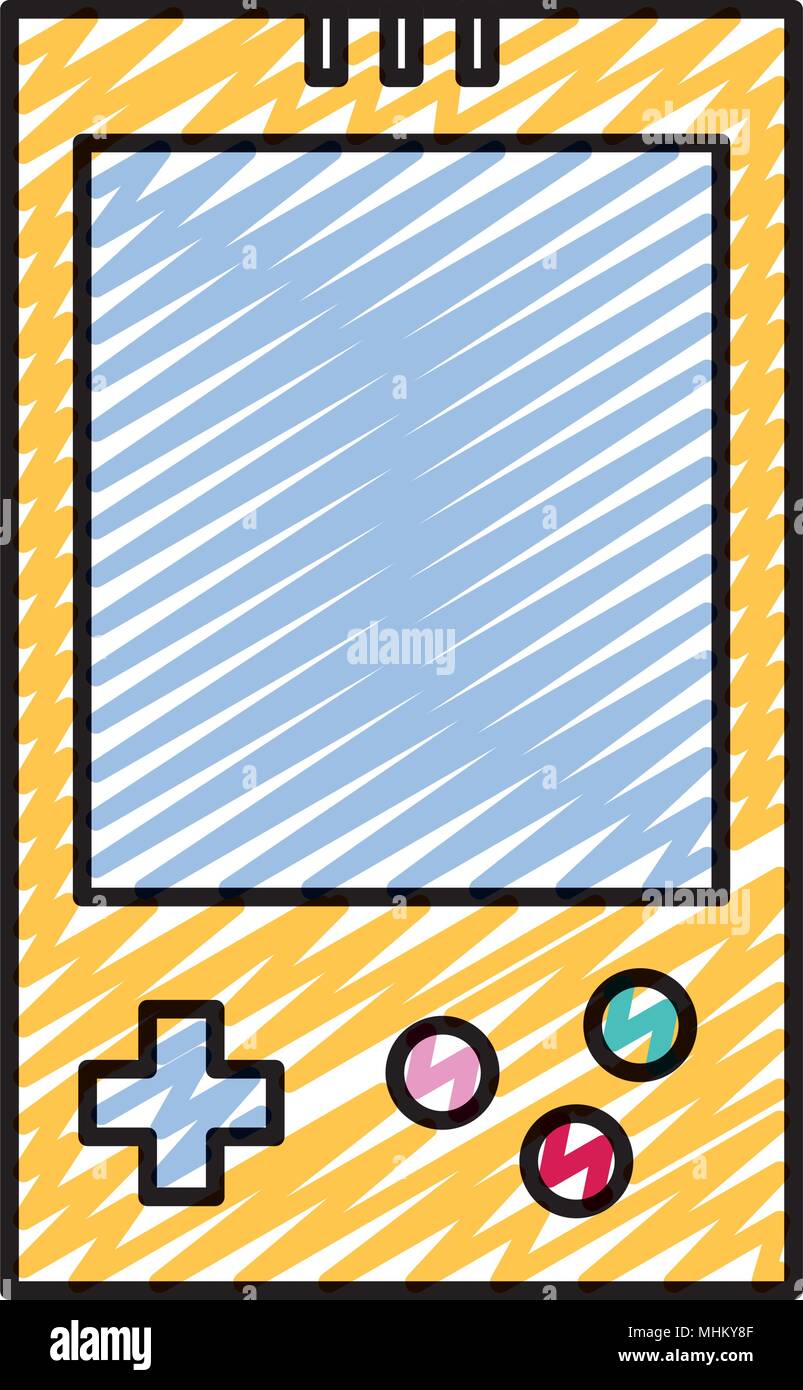 doodle videogame console play with buttons controller Stock Vector ...