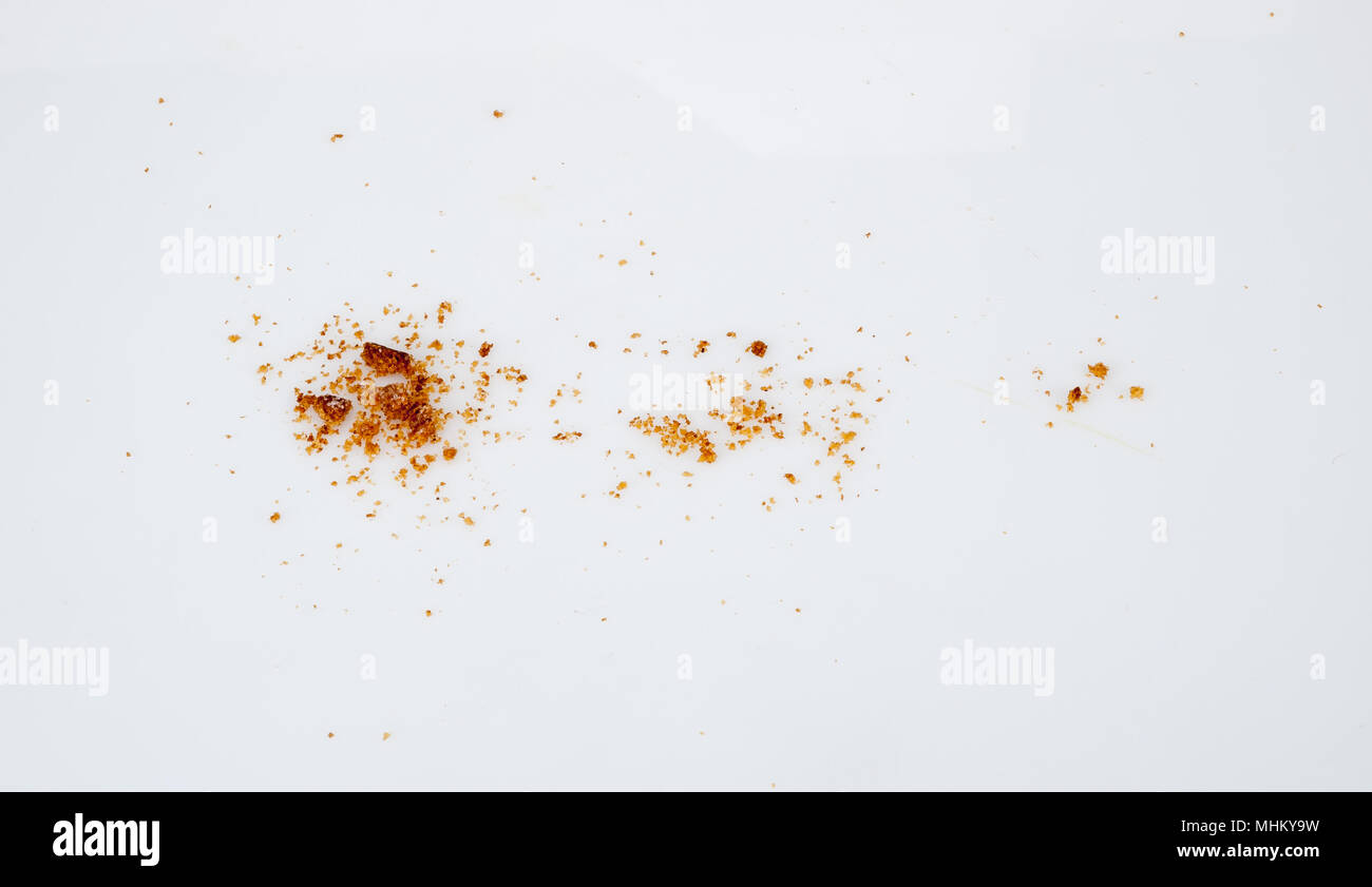 Scattered crumbs isolated on white background Stock Photo - Alamy