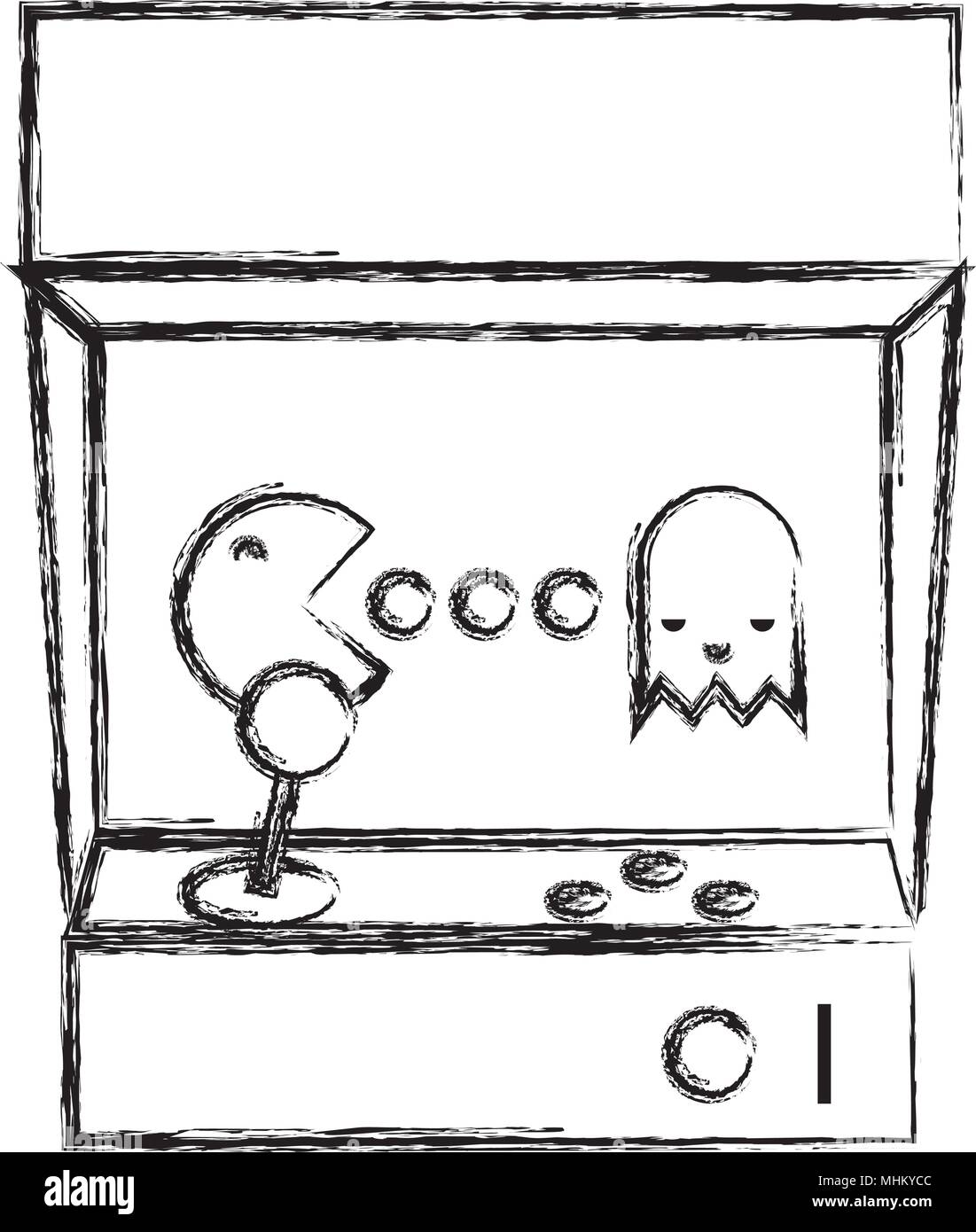 grunge videogame machine with character eating cartoon Stock Vector ...