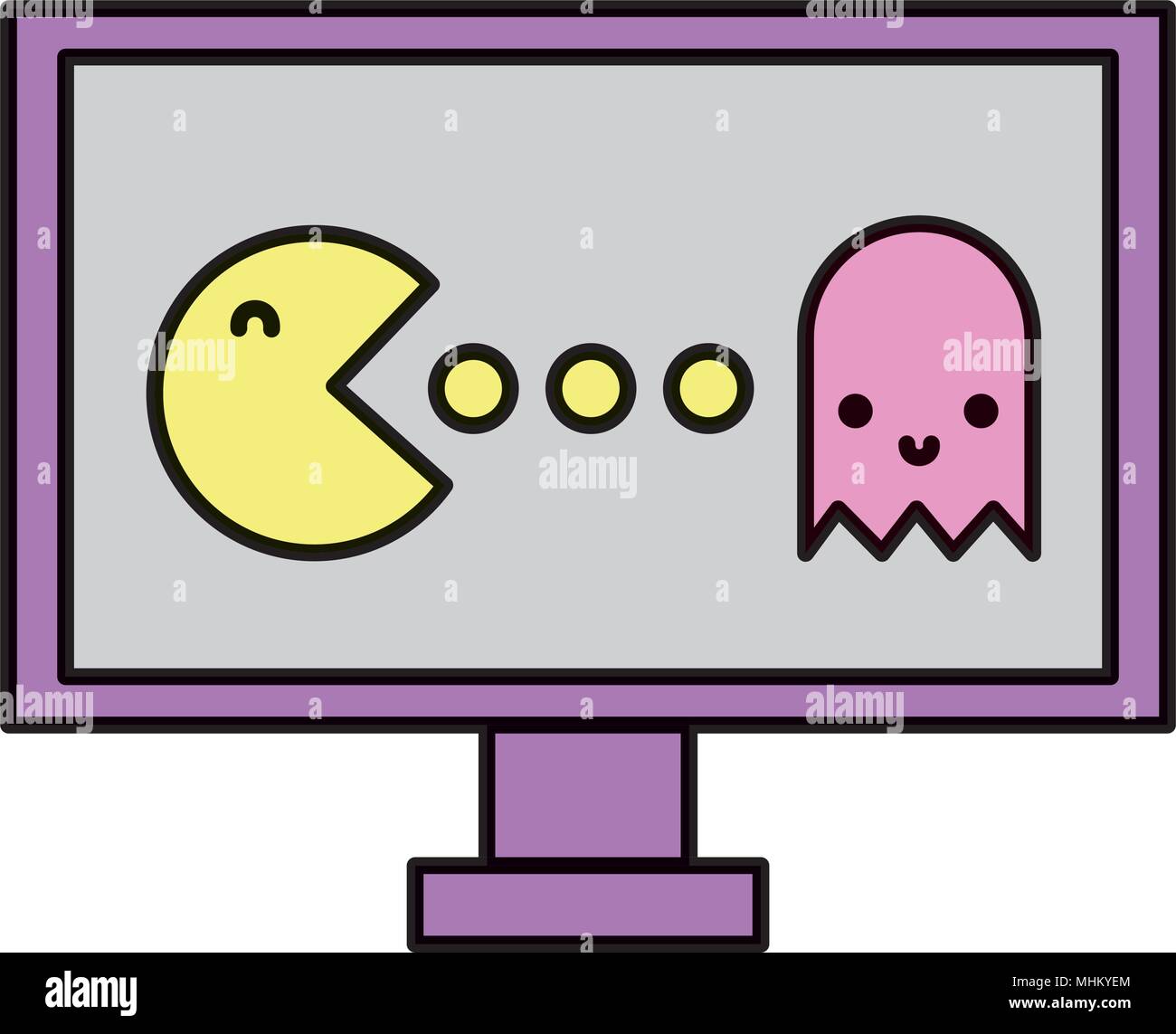 color television with videogame character eating cartoon Stock Vector ...