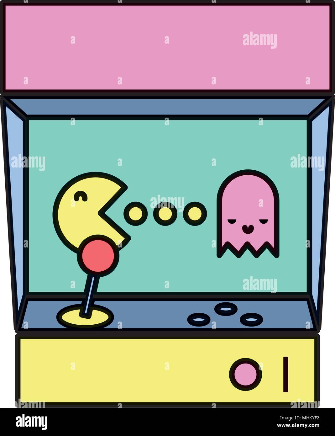 color videogame machine with character eating cartoon Stock Vector ...