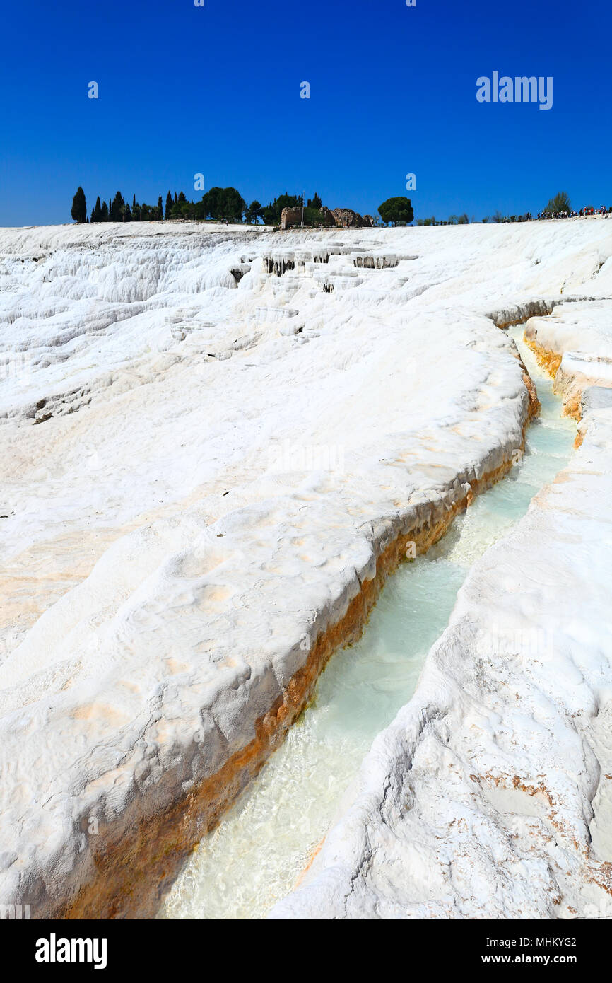 Pamukkale - Calcium deposits from natural thermal springs, Turkey Stock ...