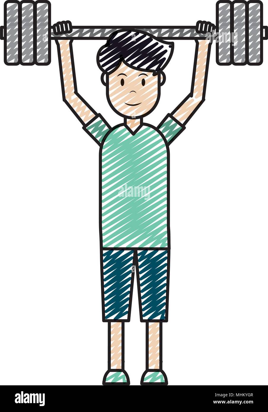 doodle man with sport clothes and weight up Stock Vector Image & Art ...