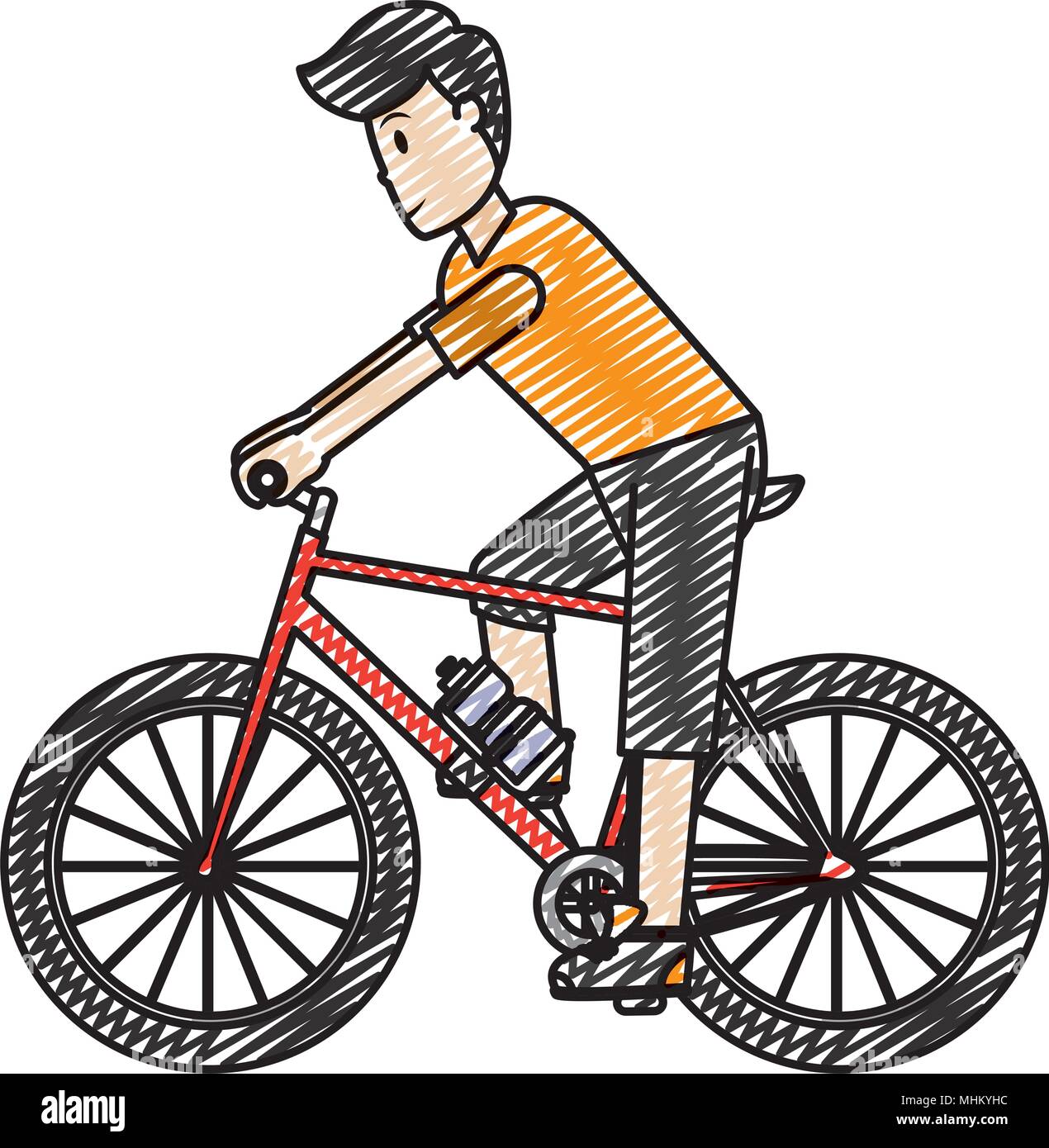 doodle man ride bicycle to healthy lifestyle Stock Vector Image & Art ...