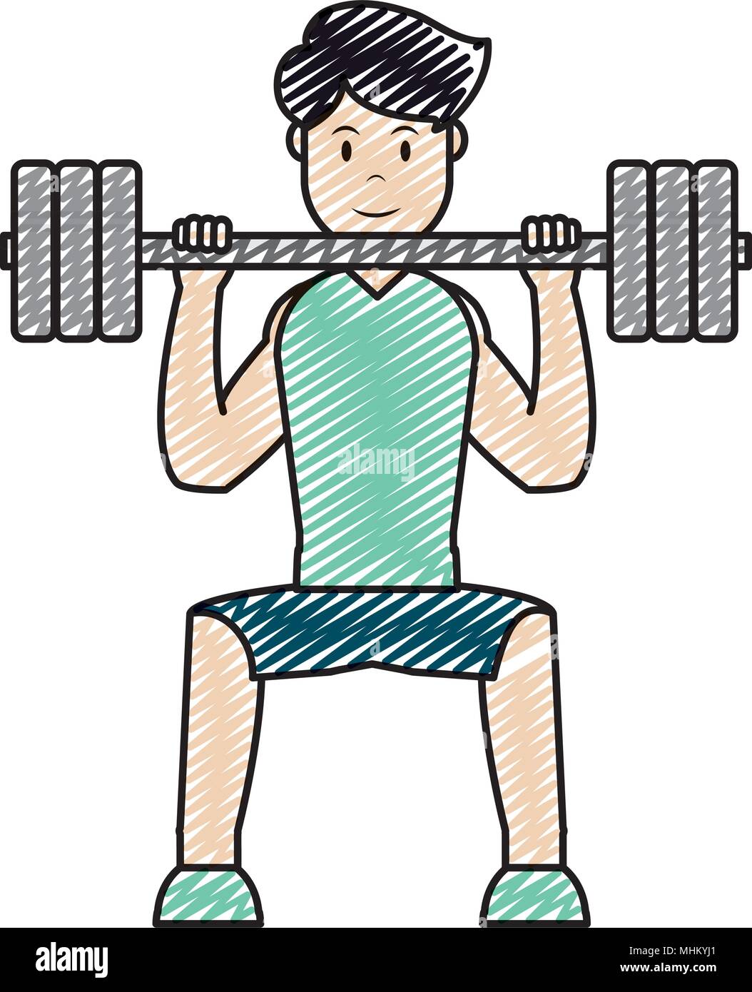 doodle man do exercise with weight object and sport clothes Stock ...