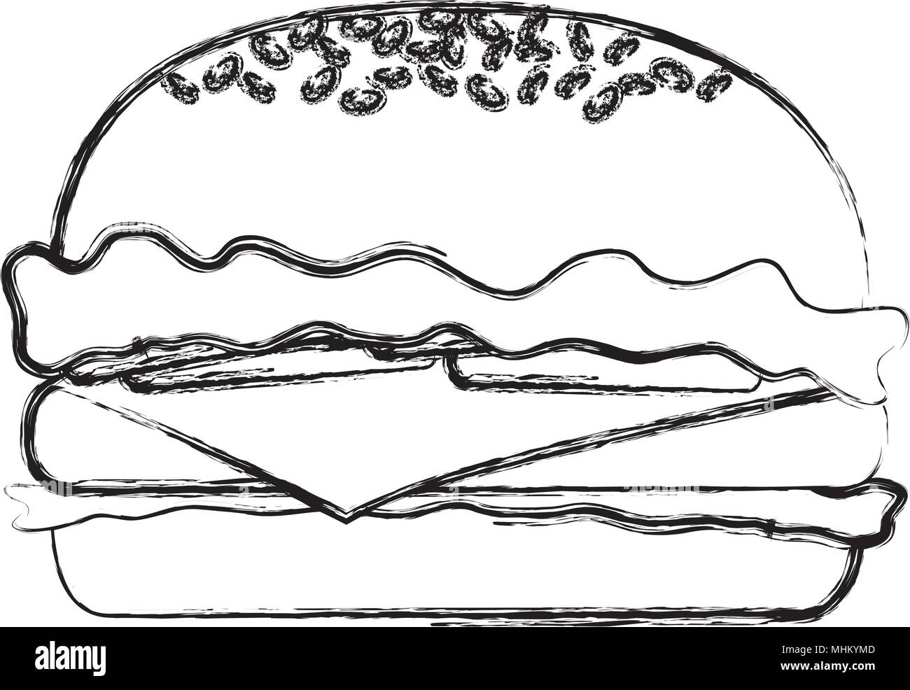 grunge delicious unhealthy hamburger fastfood snack Stock Vector Image ...