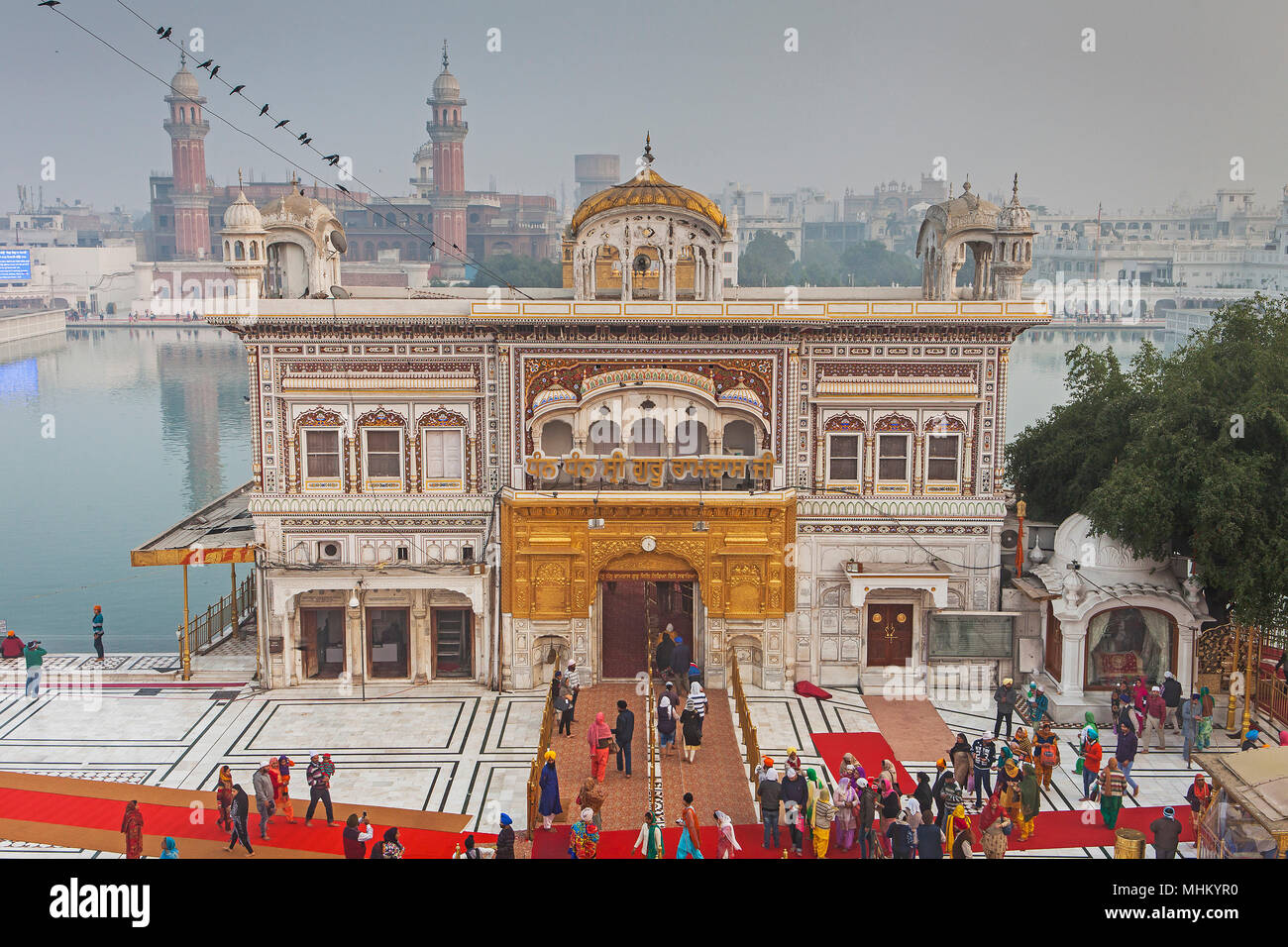 Aerial view sikh golden temple hi-res stock photography and images - Alamy