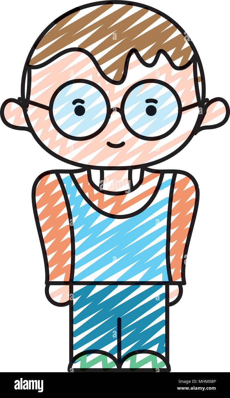 doodle boy with hairstyle design and glasses style Stock Vector Image ...