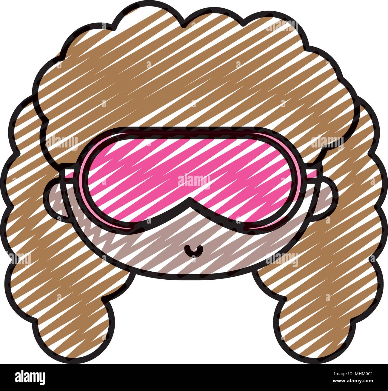 doodle girl head with hairstyle and sleeping glasses Stock Vector Image ...