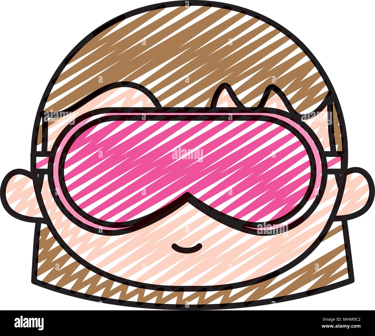 doodle girl head with sleeping glasses and hairstyle Stock Vector Image ...