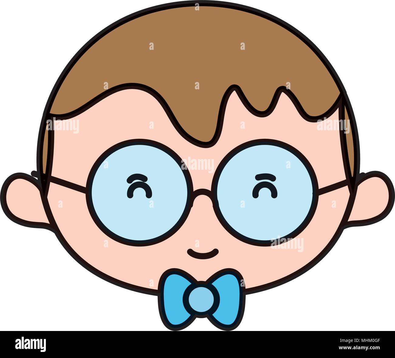 color boy head with hairstyle and glasses style Stock Vector Image ...