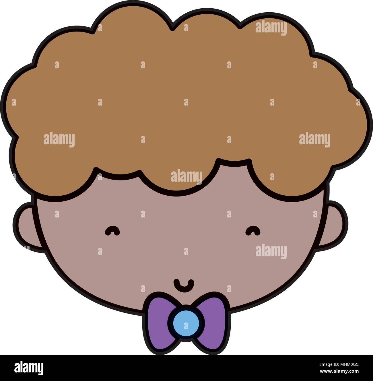 color boy head with fashion hairstyle and tie bow Stock Vector Image ...