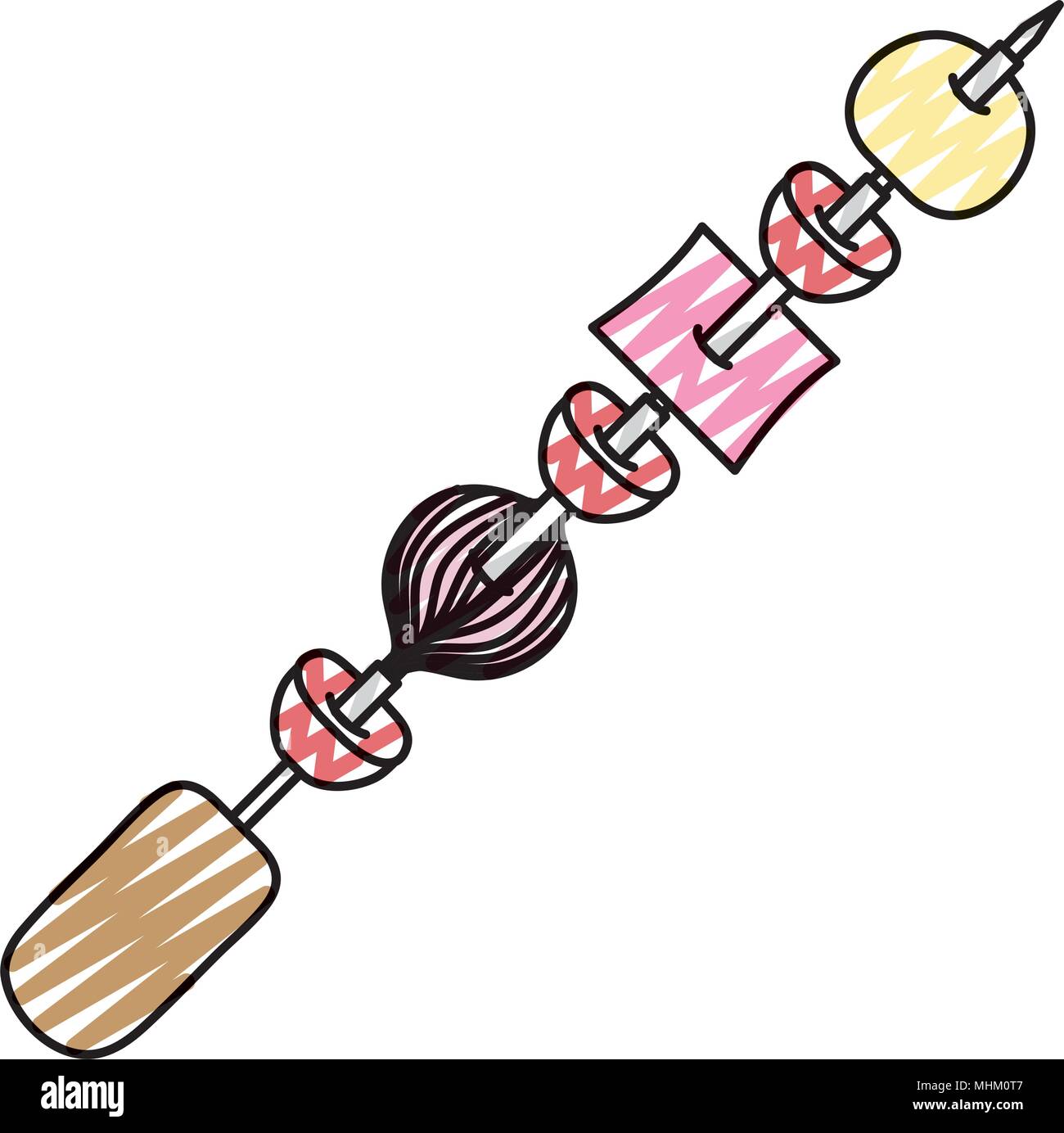 doodle delicious grill barbecue meal preparation Stock Vector Image ...