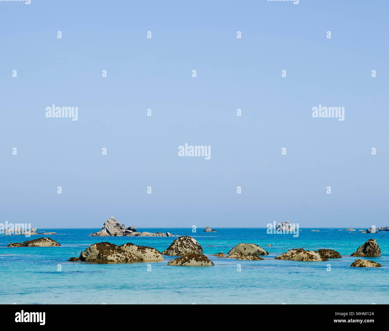Plouescat beach boulders Finistere Brittany France Stock Photo - Alamy