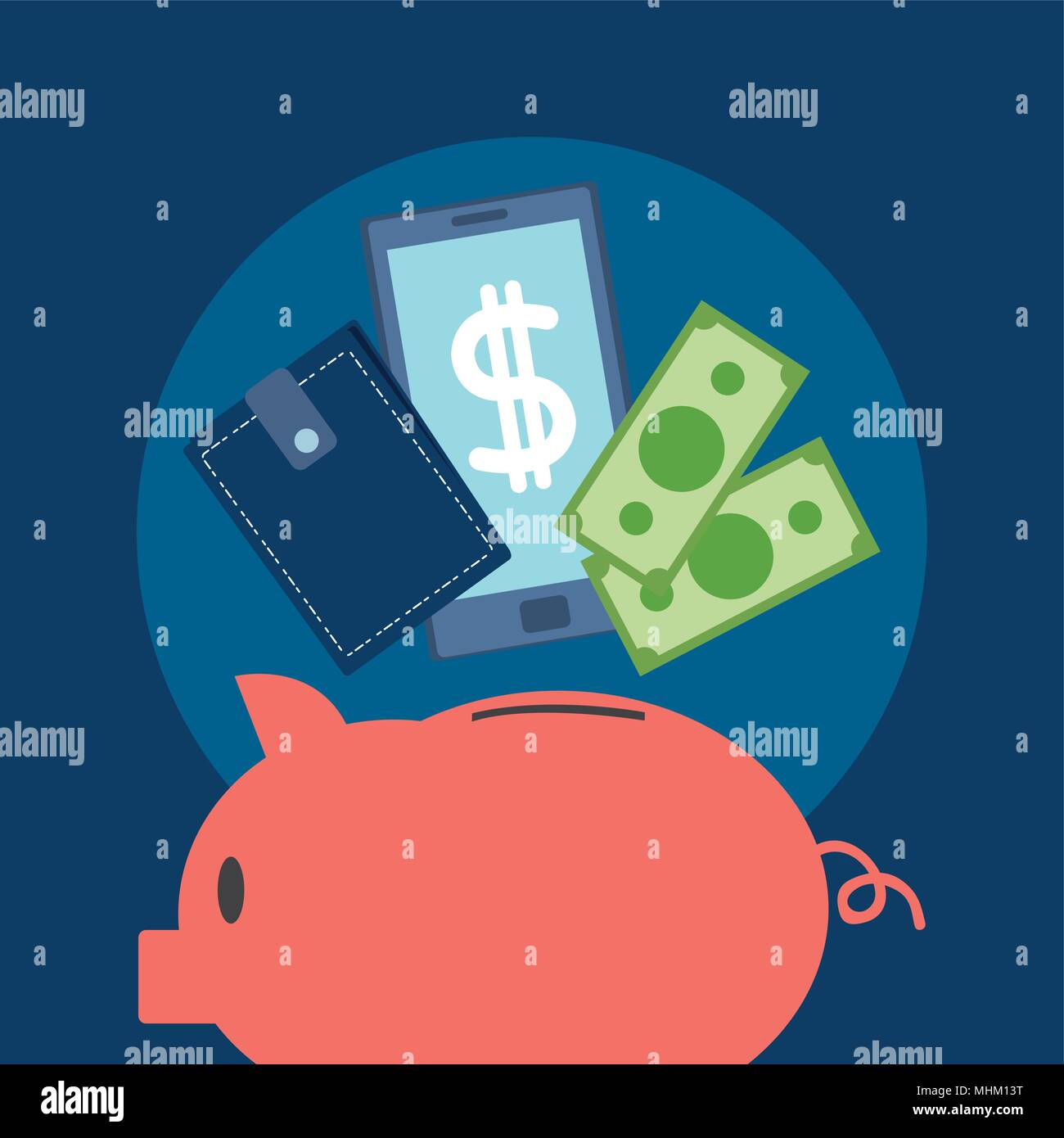 Piggy savings in smartphone Stock Vector Images - Alamy