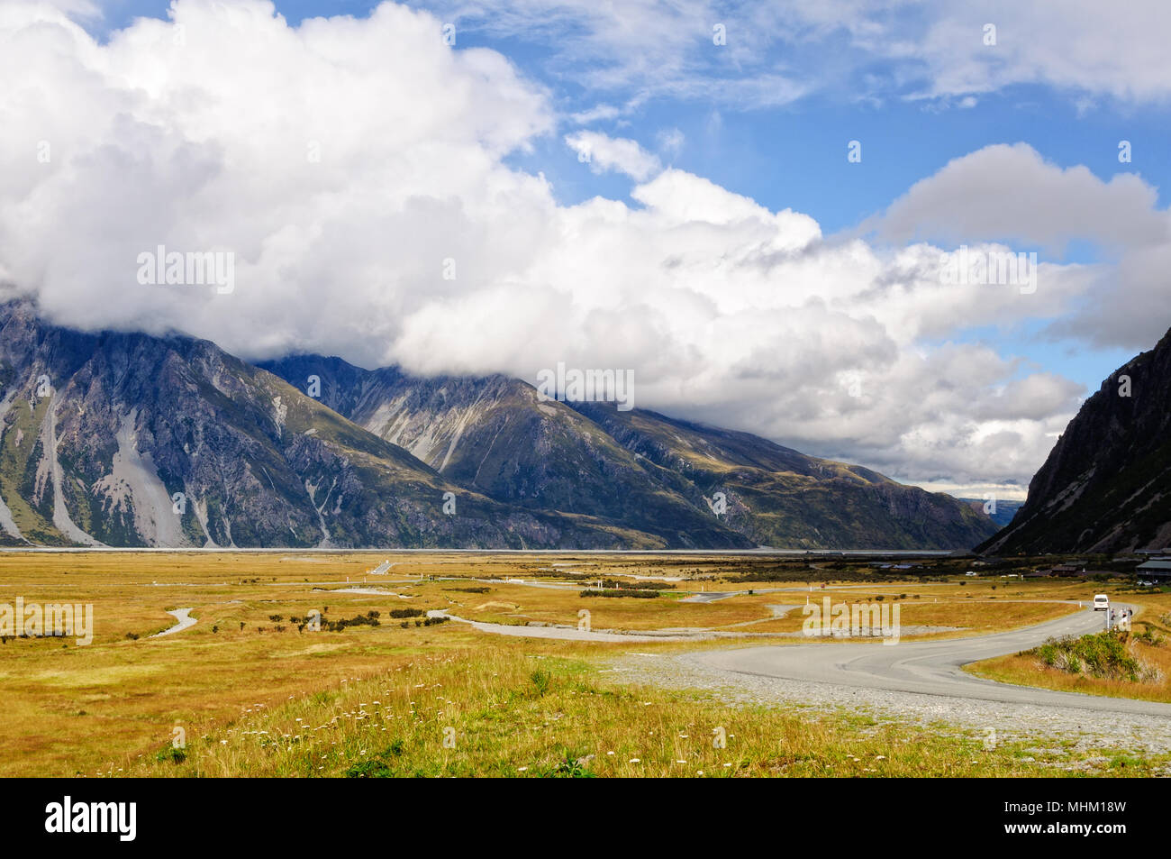 Tasman Valley Road In the Mt Cook National Park between the Mount Cook ...