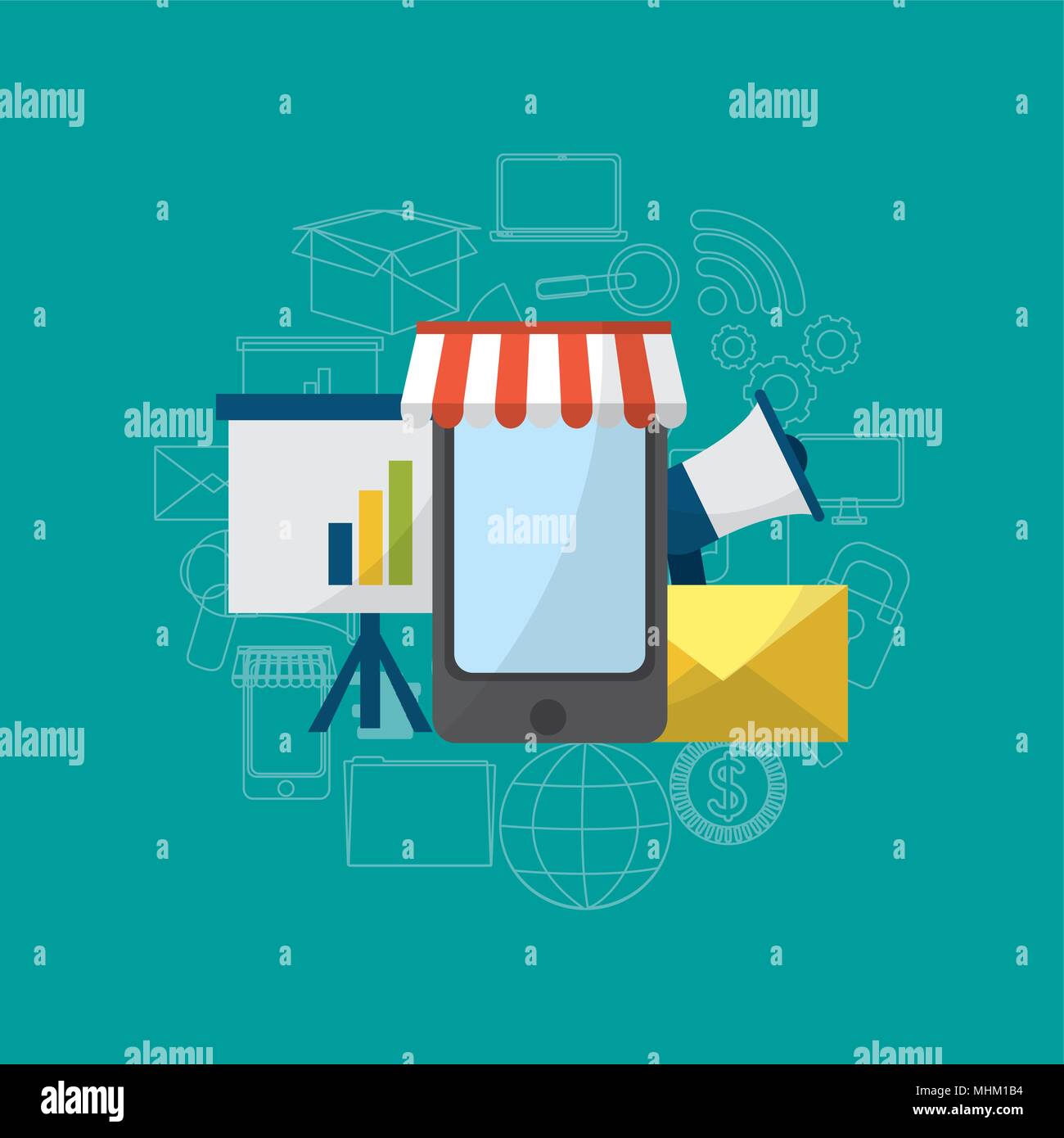 Smartphone media marketing Stock Vector Image & Art - Alamy