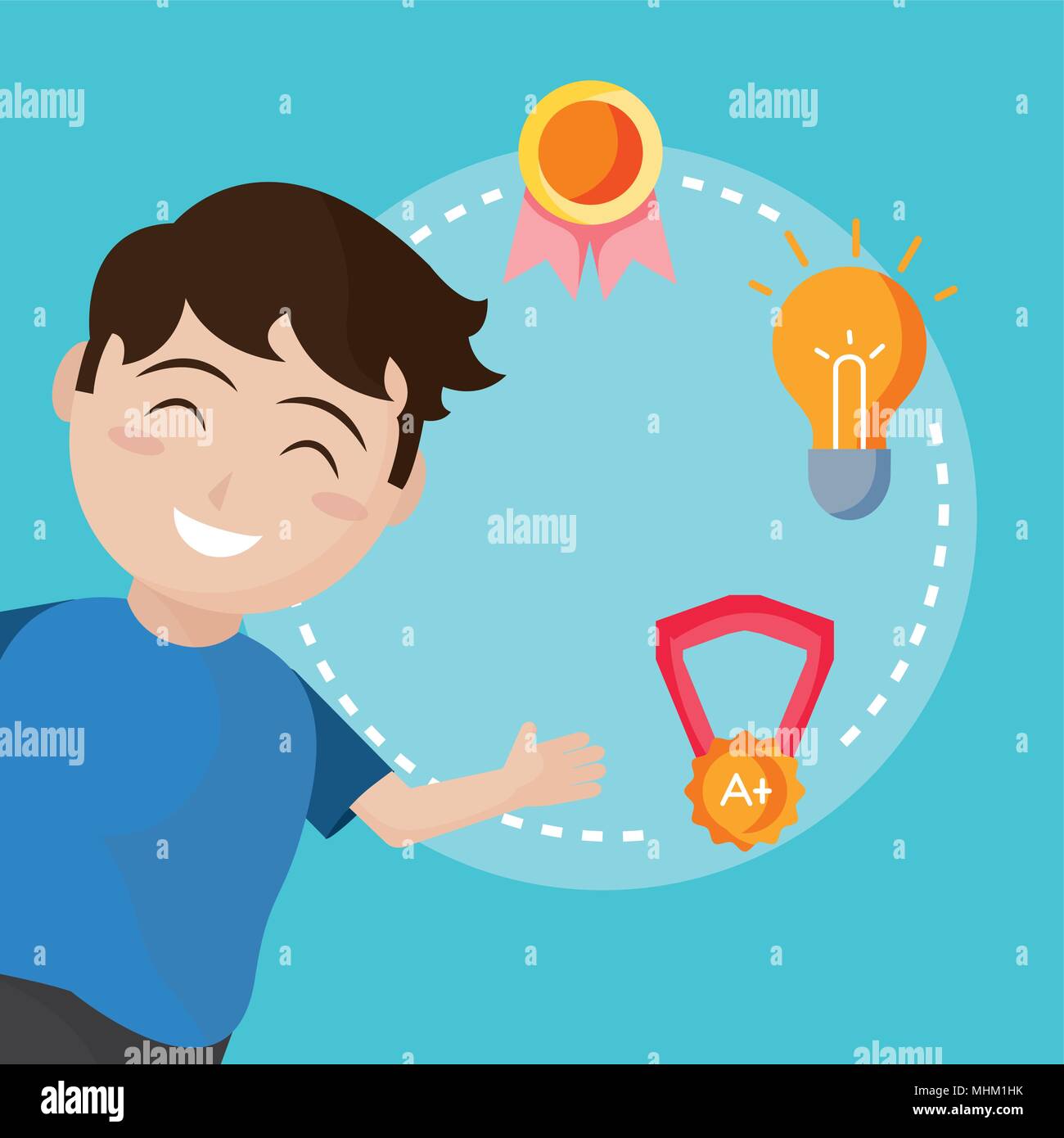 Cute school boy with awards Stock Vector Image & Art - Alamy