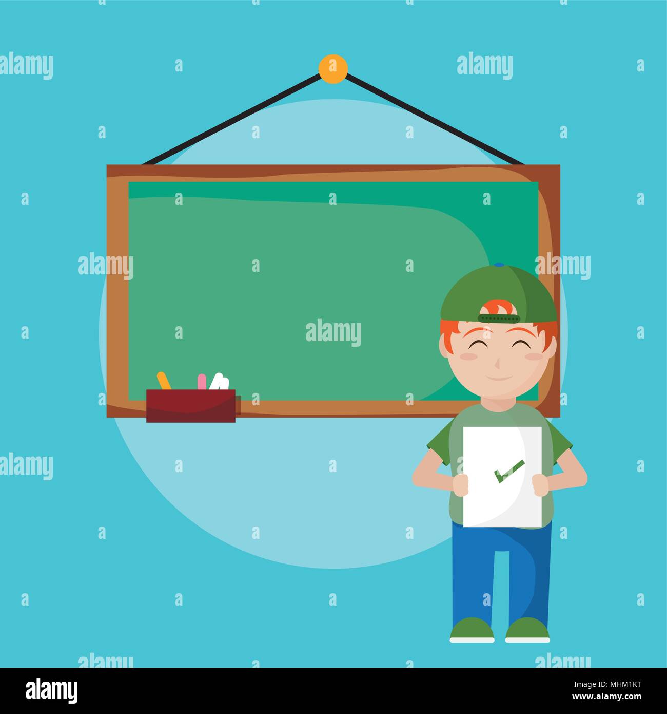 School boy with exam Stock Vector Image & Art - Alamy