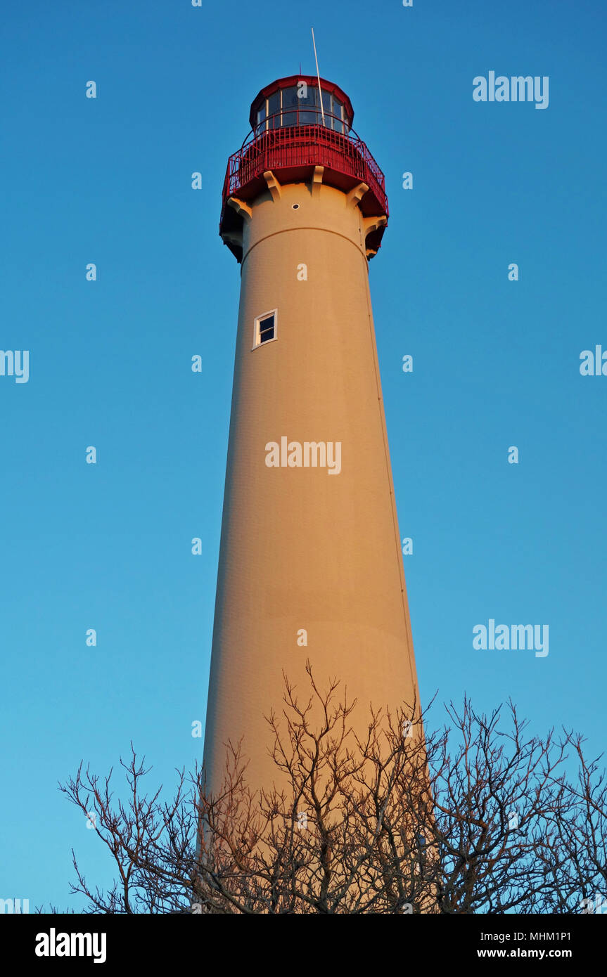 View of the Cape May Lighthouse, located at the tip of Cape May, in ...