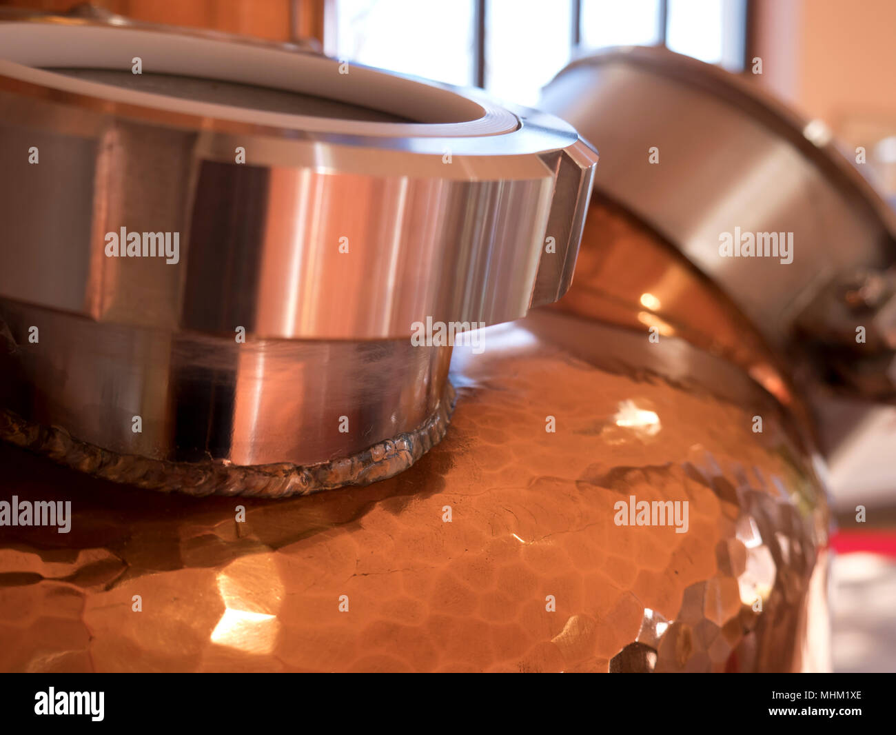 alembic still for making alcohol inside distillery, destilling spirits ...