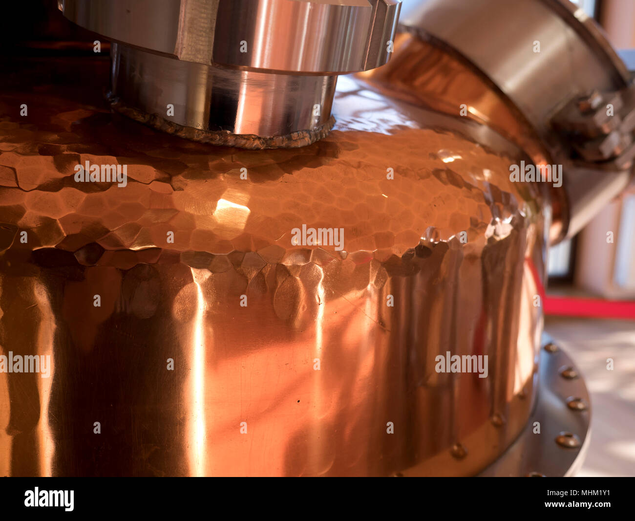 alembic still for making alcohol inside distillery, destilling spirits ...