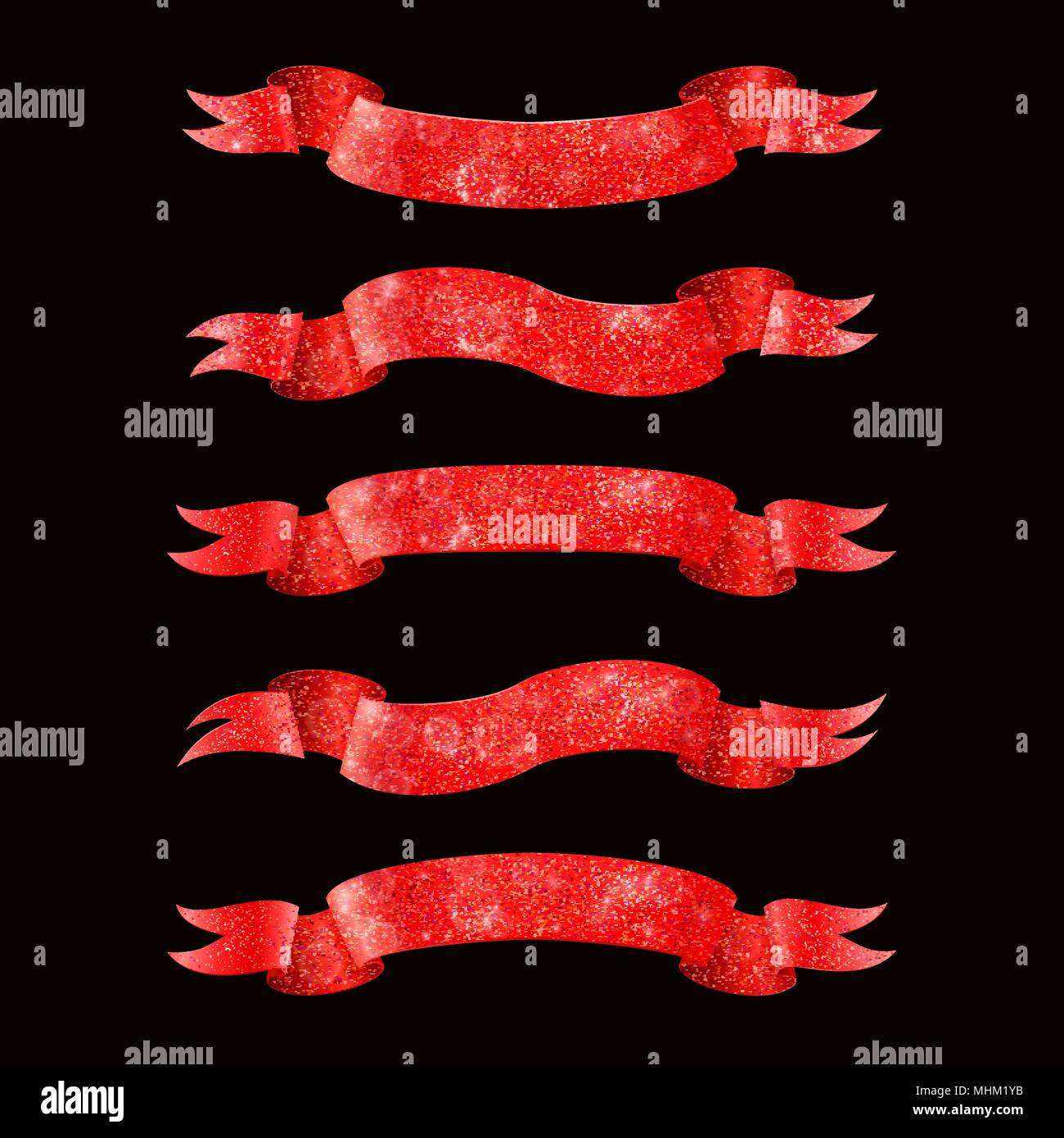 Red ribbons set Stock Vector Image & Art - Alamy