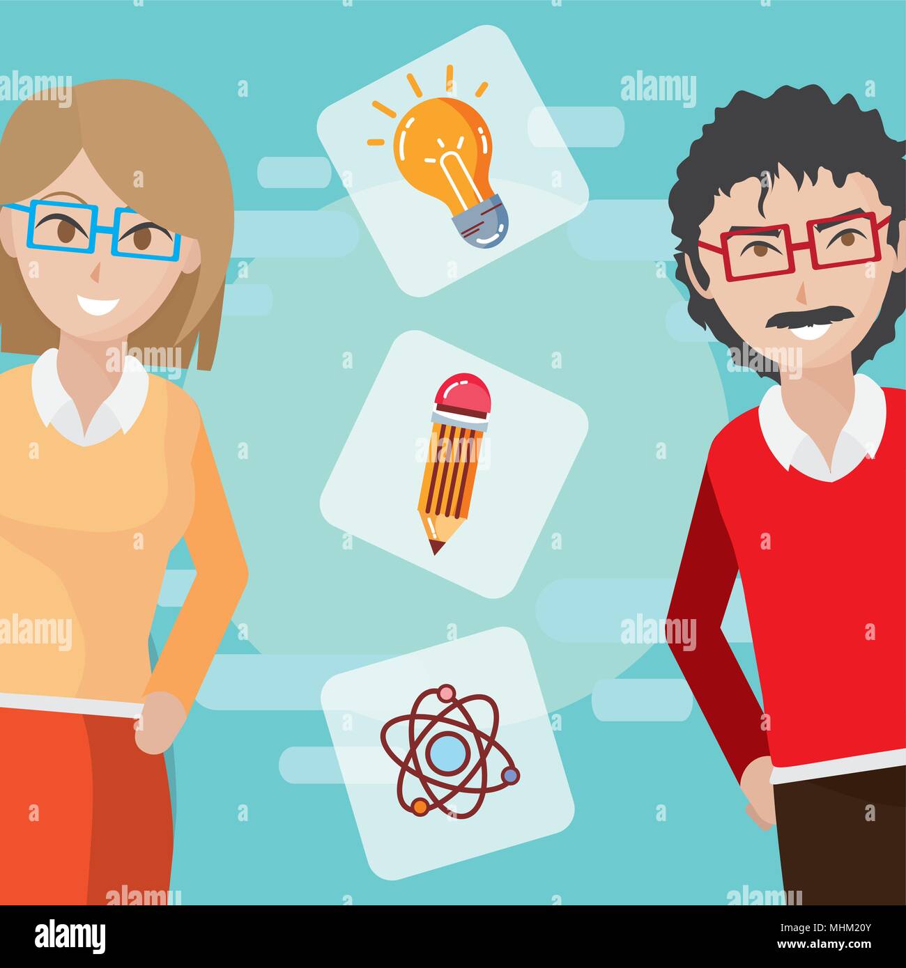 Teachers with education symbols Stock Vector Image & Art - Alamy