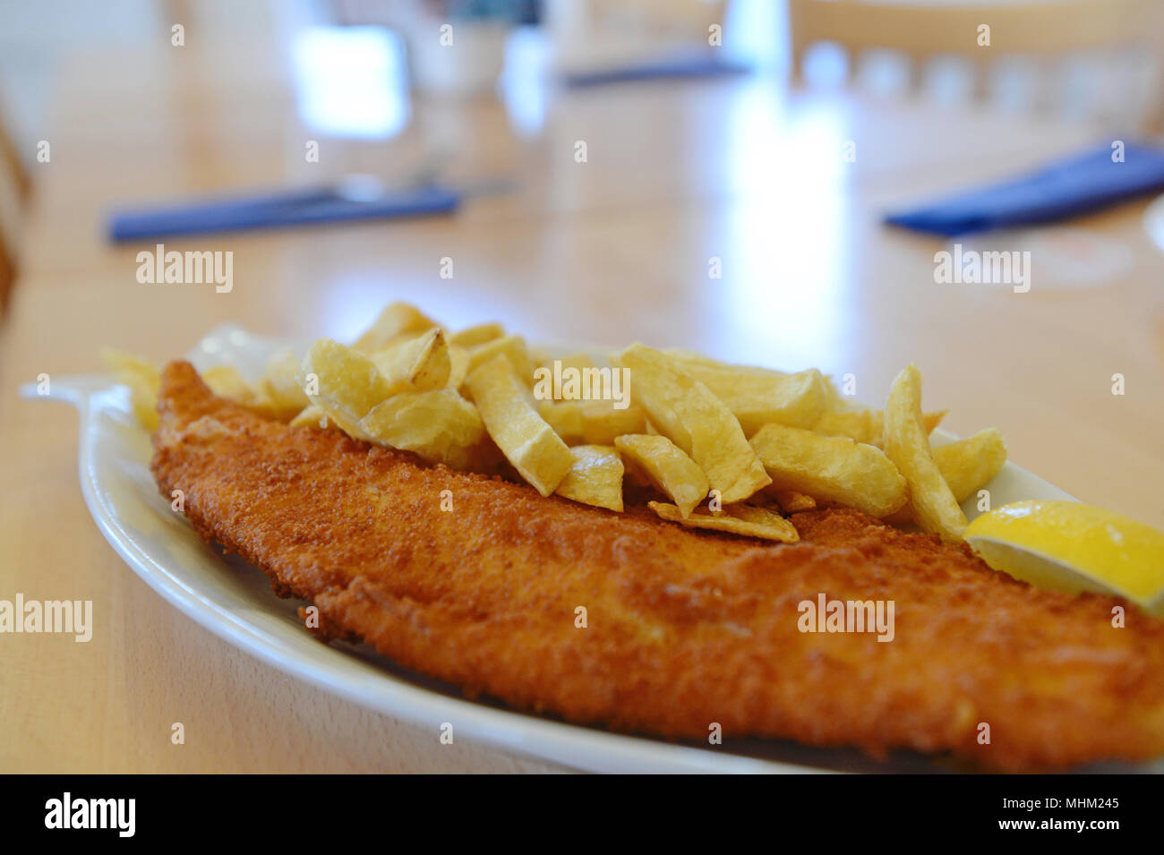 Fish and Chips and fish fryers in clean fresh surroundings Stock Photo ...