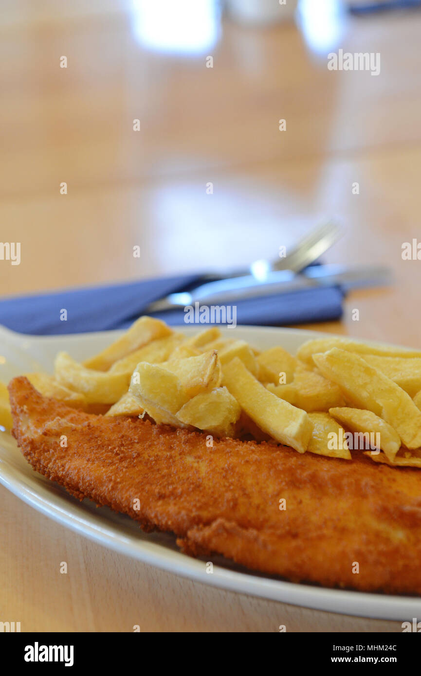 Fish and Chips and fish fryers in clean fresh surroundings Stock Photo ...