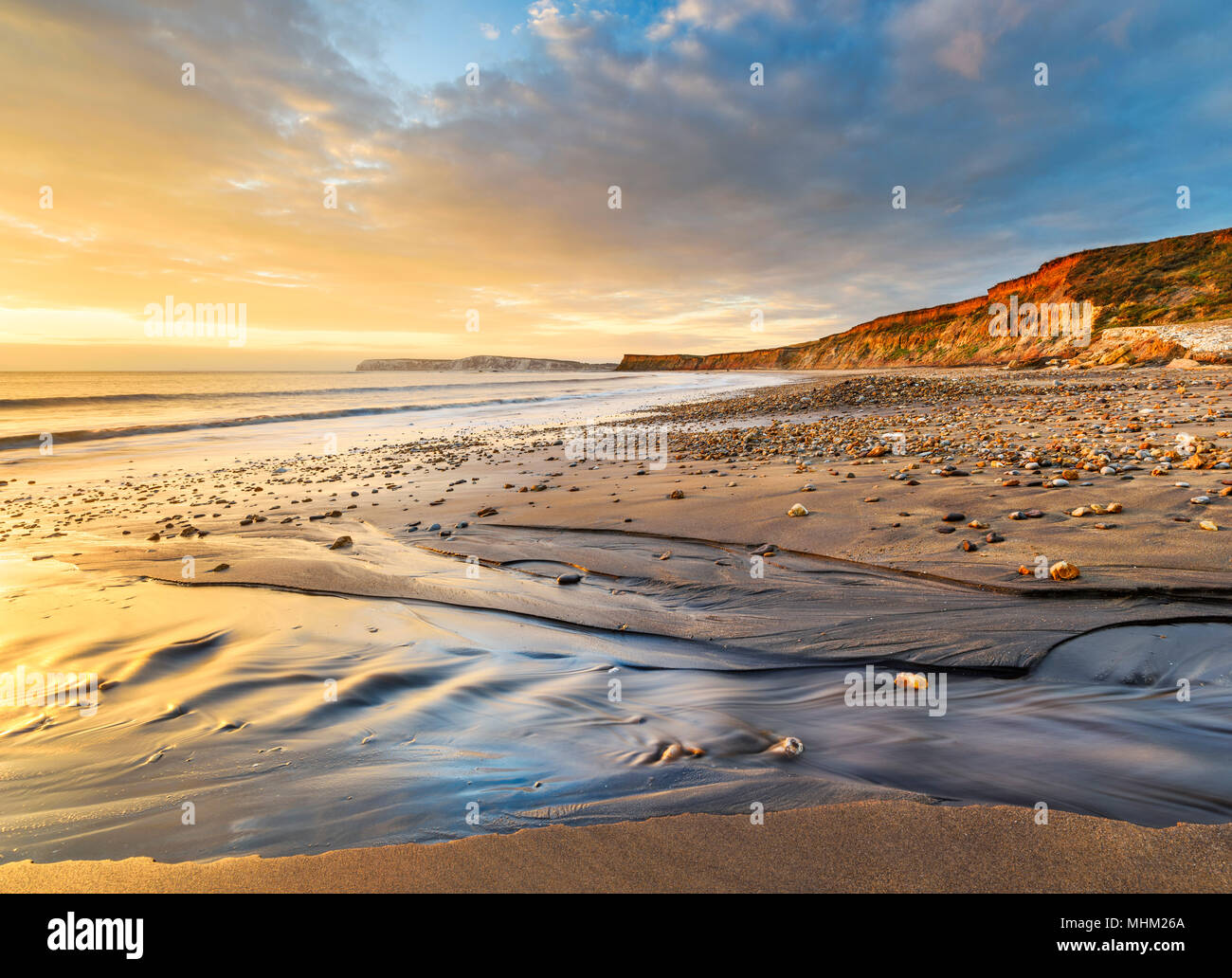 Seascape with a stormy sunset at Compton, Isle of Wight Stock Photo - Alamy