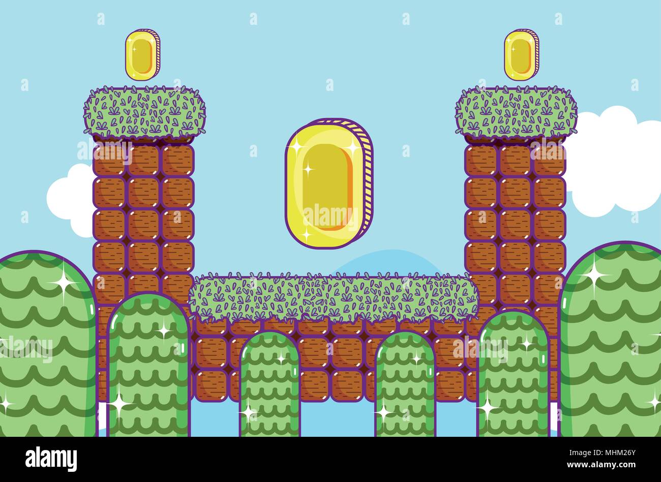 Retro videogame scenery Stock Vector Image & Art - Alamy