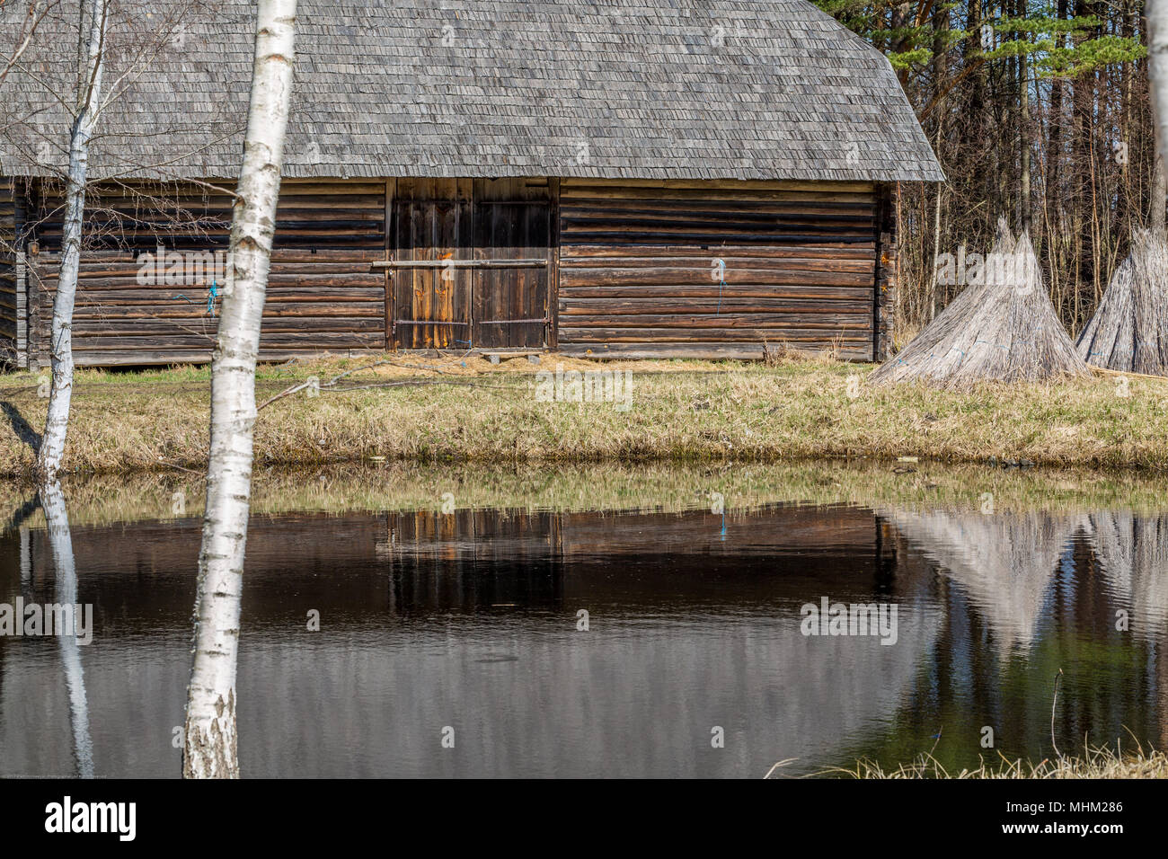 Old wooden barn of Traditional housing of the indigenous populations of ...