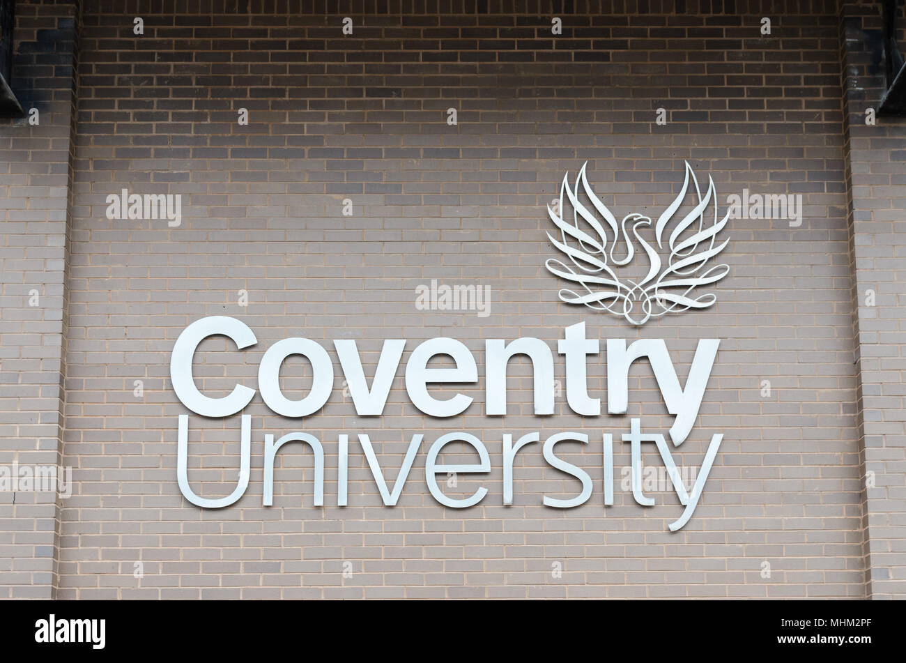 Large sign for Coventry University on the wall of one of its buildings ...