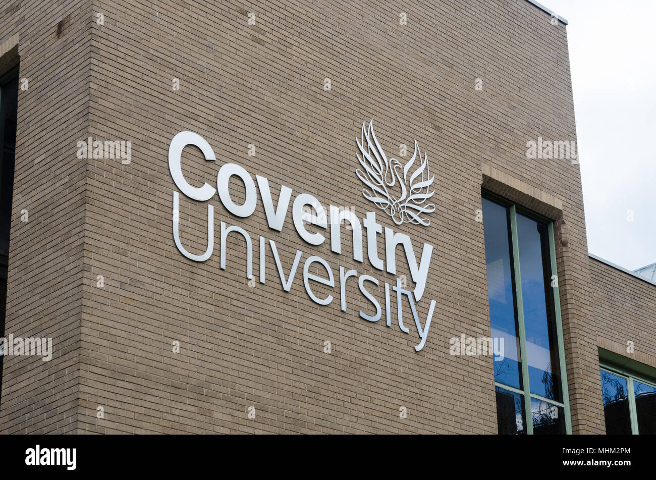 Large sign for Coventry University on the wall of one of its buildings ...